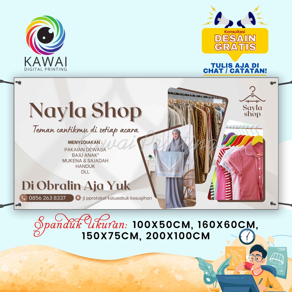 Jual Spanduk Banner MMT Toko Baju Cream Rekuest 200x100 Cm | Shopee ...