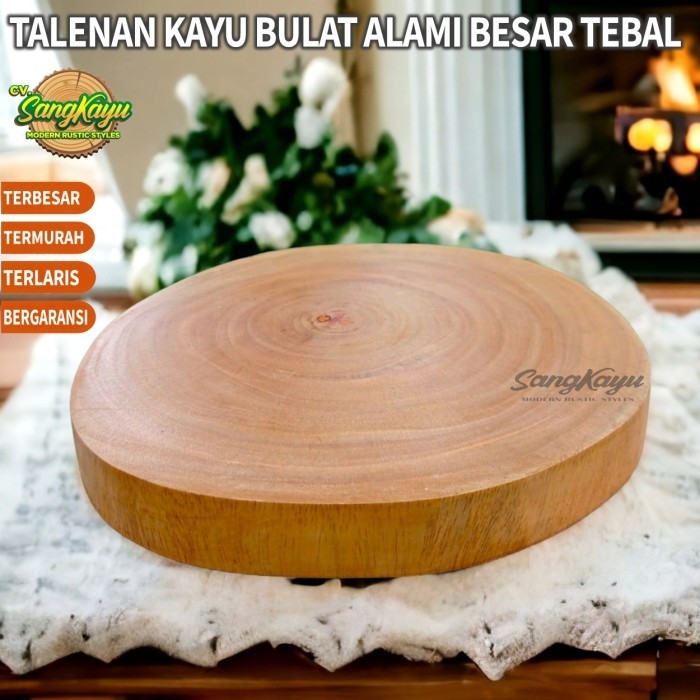 Jual Talenan kayu alami diameter 44-46 cm properti foto tray daun meja ...
