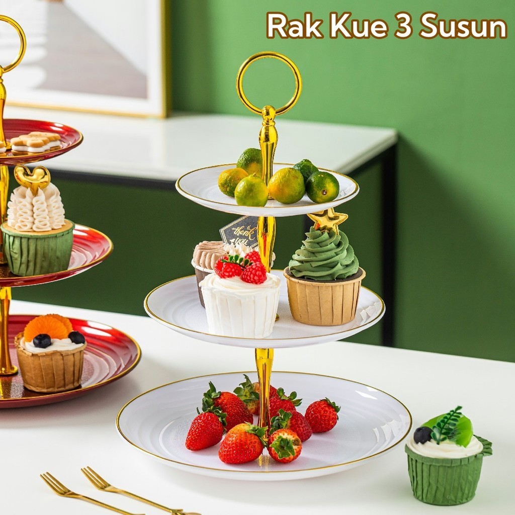 Jual Rhaastt Rak Kue Susun 3 Tingkat Susun Detachable Plate Cake Stand ...