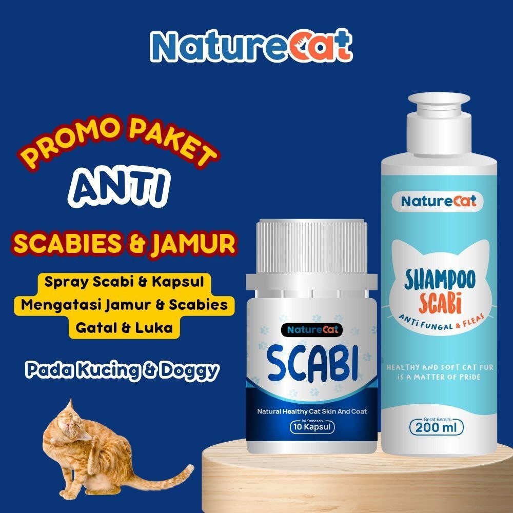 Jual Nature Cat Paket Shampo Biru Dan Kapsul Scabi Vitamin Kucing Anti Jamur Scabies Gatal Luka ...