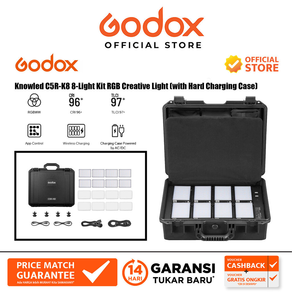 Jual Godox Knowled C5R-K8 8-Light Kit RGB Creative Light (with Hard Charging Case) | Shopee ...