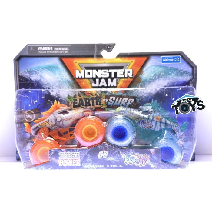 Jual Monster Jam Earth VS Surf Horse Power and Aqua Stallion 1:64 Scale ...