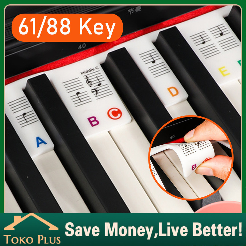 Jual 88/61 Key Silicone Sticker Tuts Piano/Keyboard Transparan Piano ...