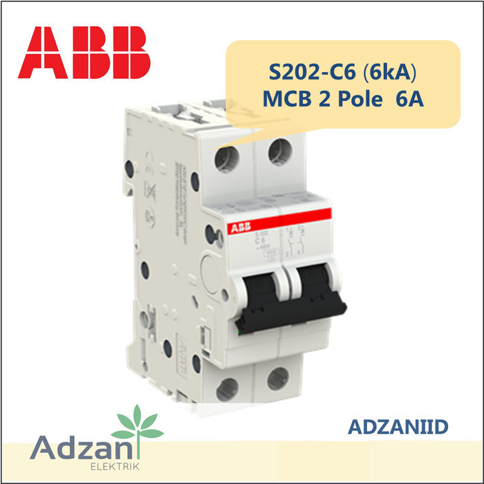 Jual [ABB] MCB 2P 6A 6kA S202-C6 2CDS252001R0064 | Shopee Indonesia