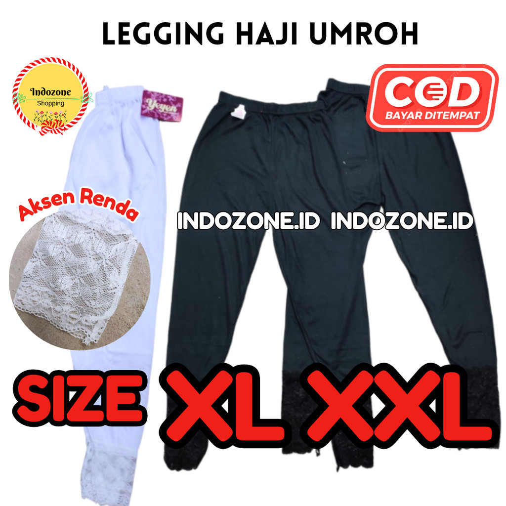 Jual Celana Ihram Wanita Panjang Aksen Renda Katun Putih Hitam Polos ...