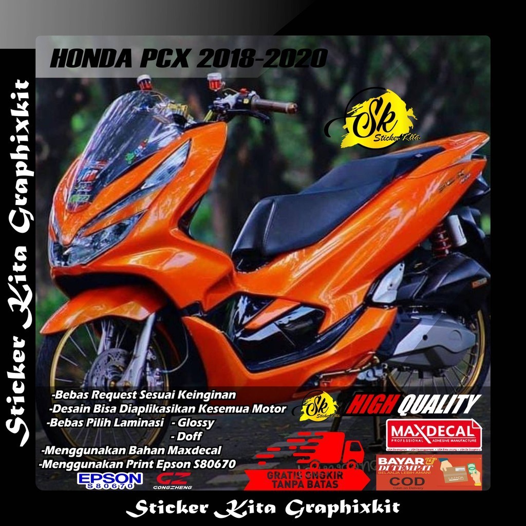 Jual 446 DECAL STICKER FULLBODY MOTOR HONDA PCX 2018-2020 PLOS ORANGE ...