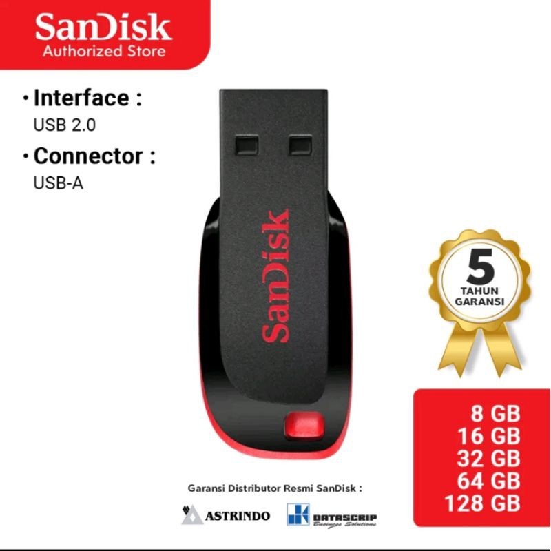 Jual Flash Disk Sandisk Cruzer Blade 8gb,16gb,32gb,64gb ( 1pcs ...