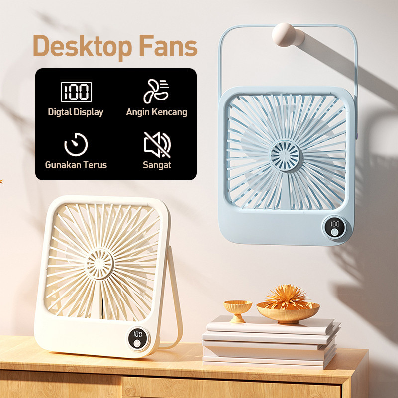 Jual Kipas Angin Dekstop Portable Mini USB 5000mAh Lipat 180° LED ...