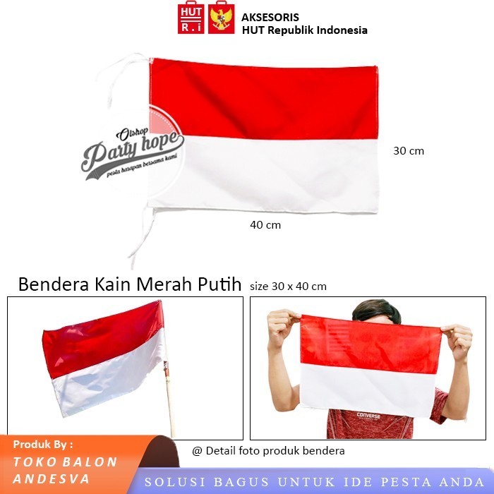 Jual [30x40cm] Bendera Merah Putih indonesia / Bendera Kain Merah Putih ...