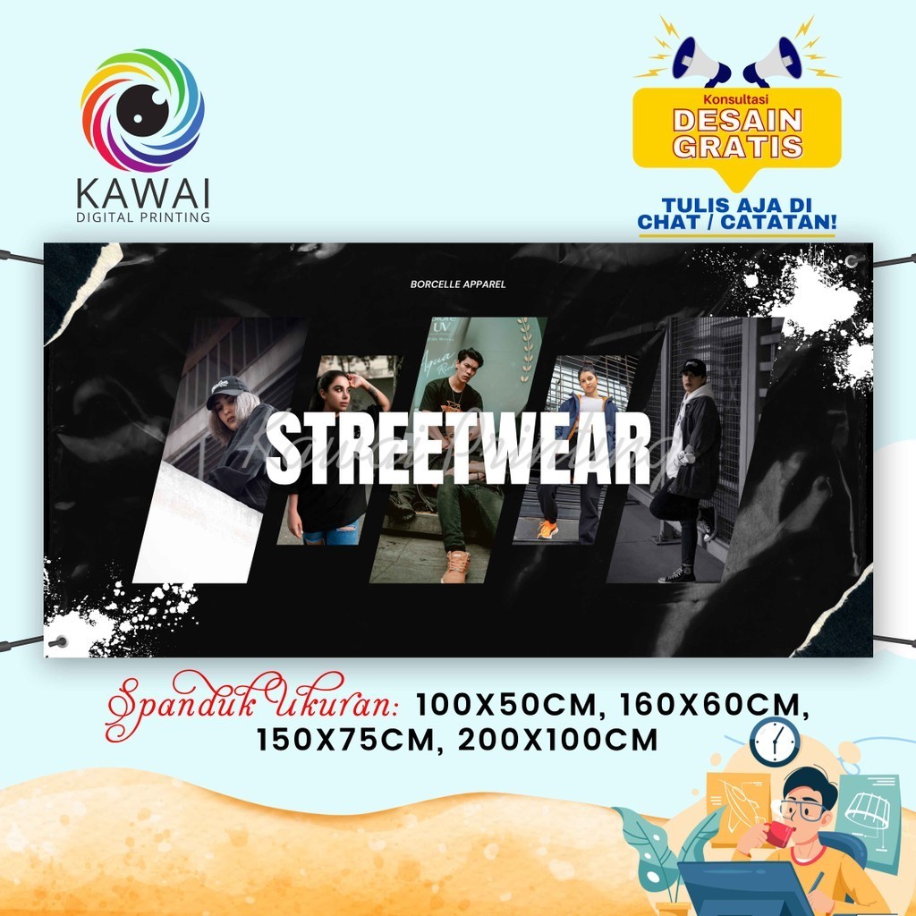 Jual Spanduk Banner MMT Toko Baju Jualan Baju Jasa Jait Baju Hitam Bisa ...