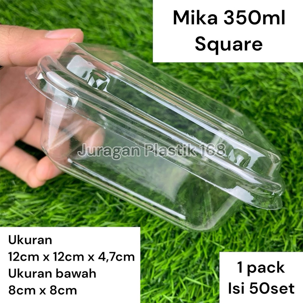 Jual (ISI 50) Mika Plastik 350ml Square Kotak Persegi / Mika Kotak Buah ...