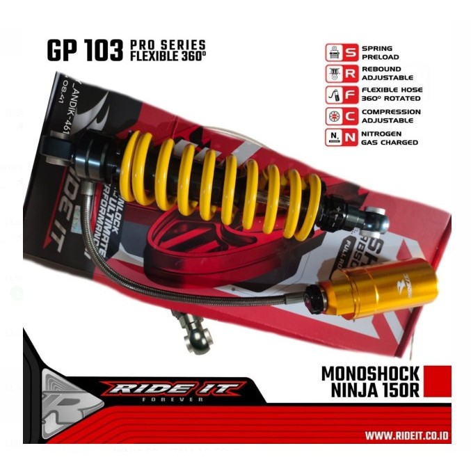 Jual SHOCK RIDE IT Monoshock Ninja Gp 103 Tabung Pisah warna yellow Ninja 150R | Shopee Indonesia