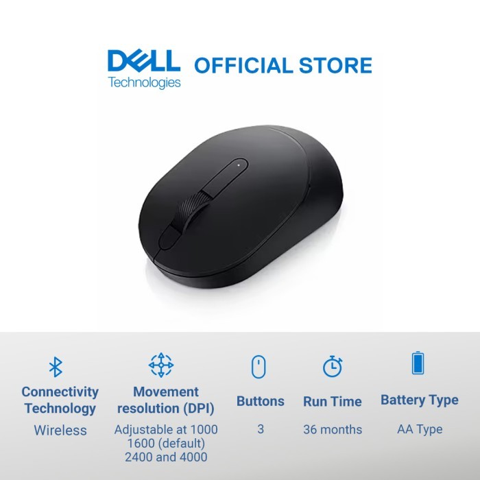 Jual Dell Mobile Wireless-Bluetooth Mouse MS3320W - Black | Shopee ...