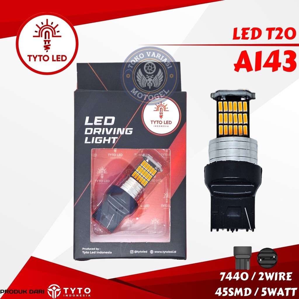 Jual TYTO A143 Lampu LED T20 7440 45SMD 5Watt 2Wire Dc Canbus | Shopee ...