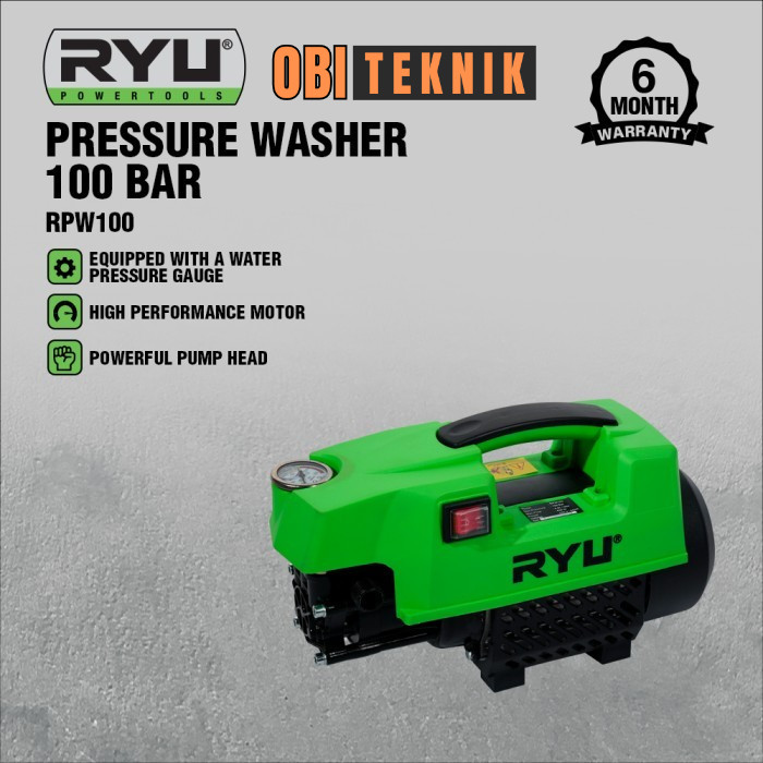 Jual RYU JET CLEANER MESIN CUCI KENDARAAN PRESSURE WASHER 70 BAR RPW100 ...