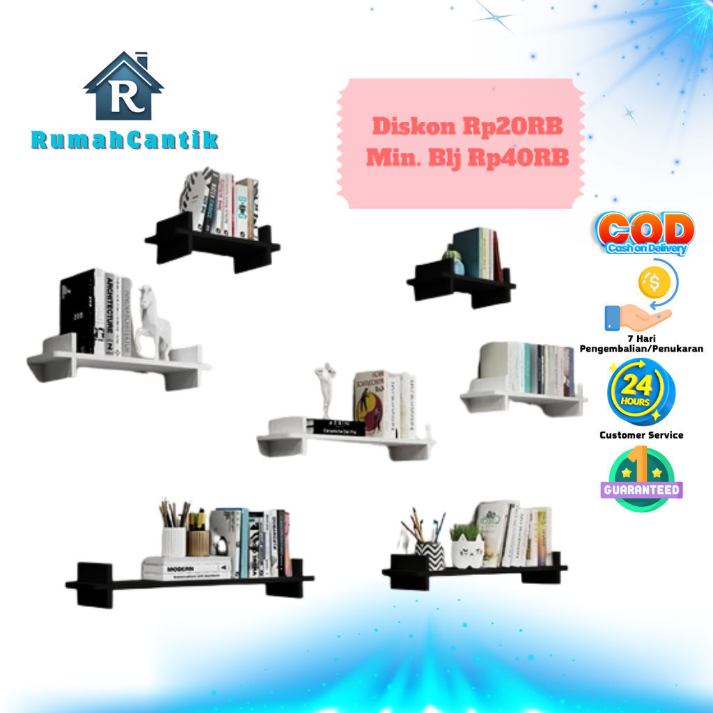 Jual RumahCantik - Rak Ambalan Partisi Sudut Dinding Multifungsi Hitam ...