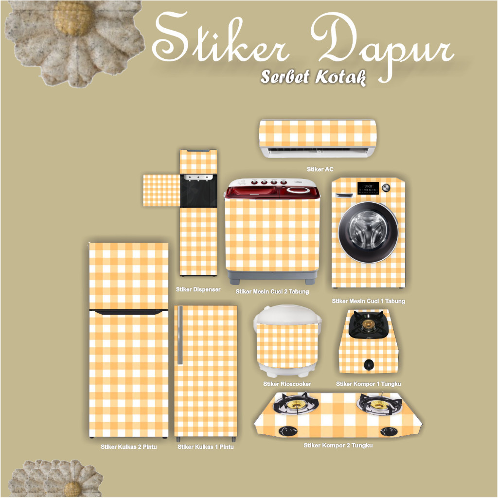 Jual Sticker Kulkas, Kompor, AC, Mesin Cuci, Dispenser Motif Serbet ...