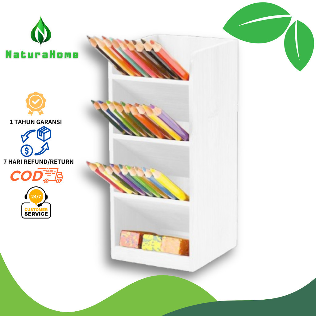 Jual NaturaHome - Rak Penyimpanan Pensil Pulpen Tempat Alat Tulis Kayu ...