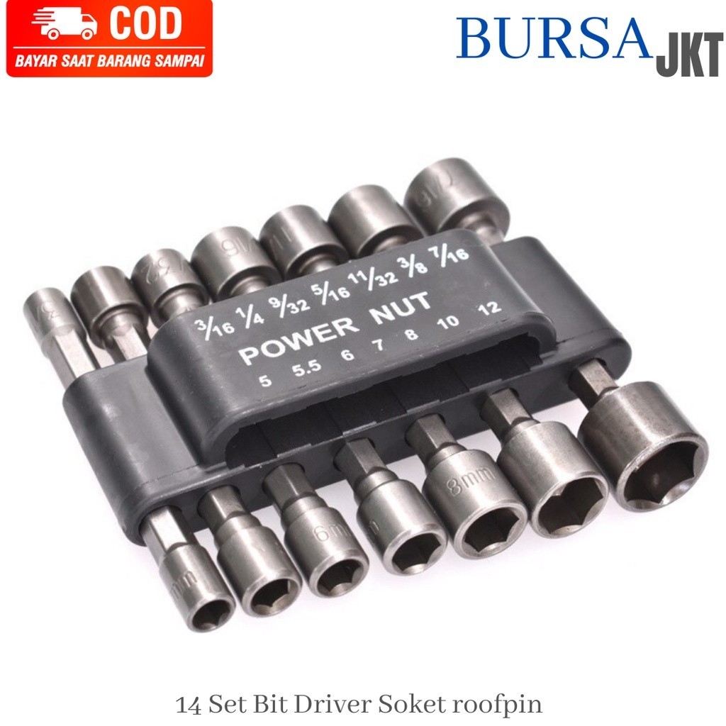 Jual CUCI GUDANG!! MATA SOK SOCKET BOR ROOFING HEX POWER NUT SET KUNCI ...