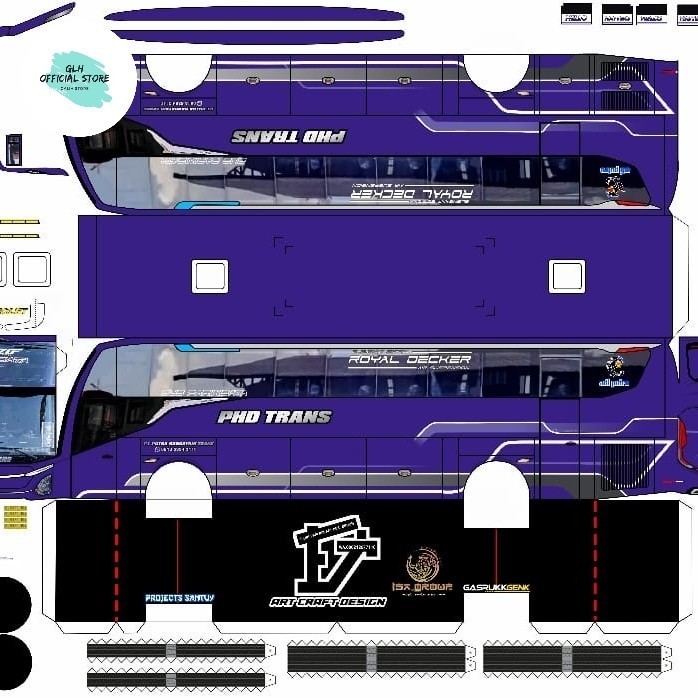 Jual Lembaran Pola Papercraft Bus Skala 50 jb5 kids panda Takumi PhD ...