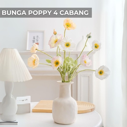 Jual Bunga Poppy 4 Cabang Bunga Palsu Plastik Buatan Imitasi Hias Dekor ...