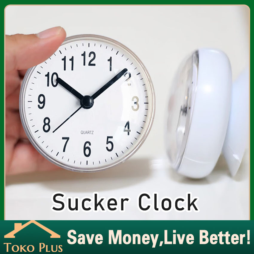 Jual Jam Dinding Tempel Kecil Waterproof Wall Clock With Suction Cup ...