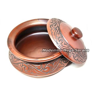 Jual Panci Gepeng Motif Relief Bunga Tanah Liat Gerabah Panci Kendil ...