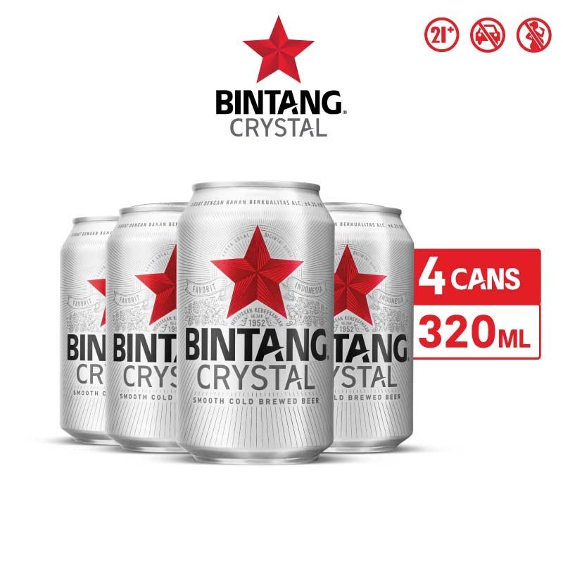 Jual Bir Bintang Crystal 320ml 4 Pcs | Shopee Indonesia