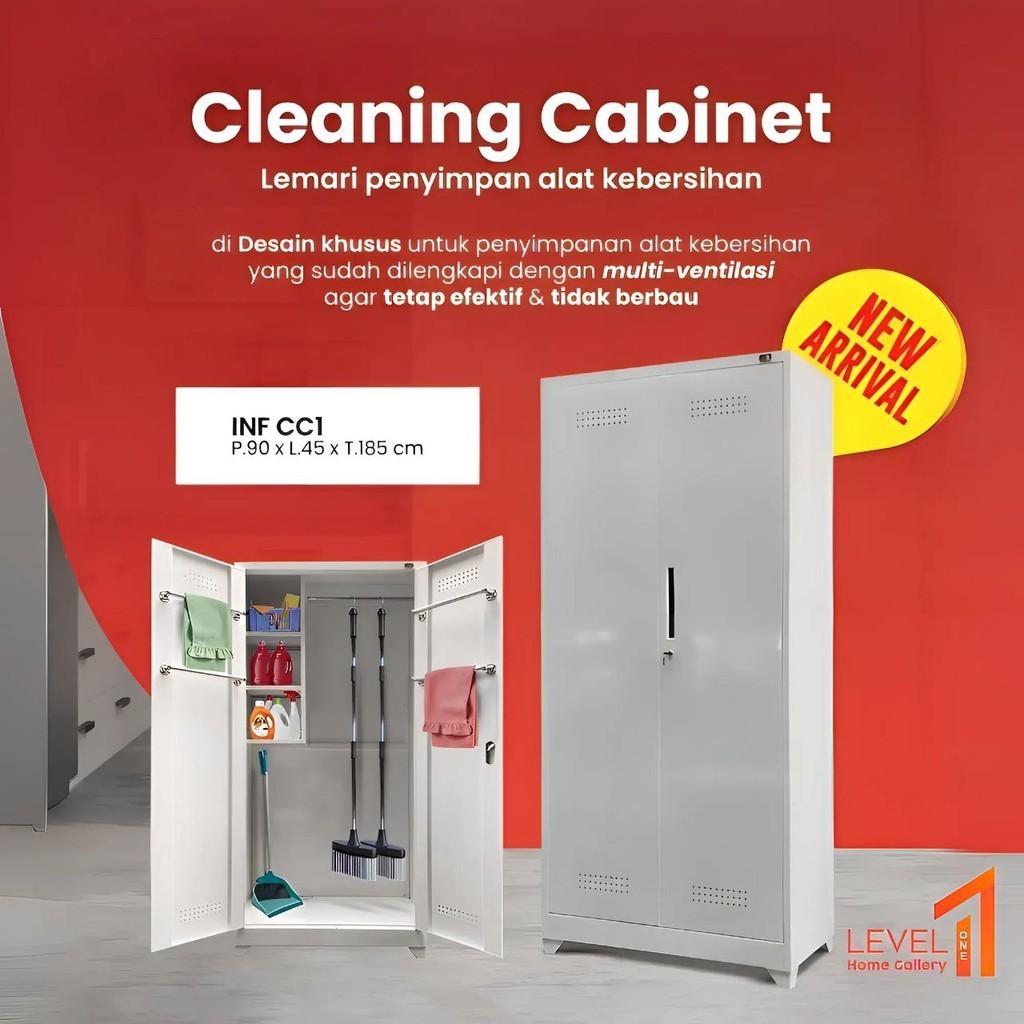 Jual Cleaning Cabinet 2 Pintu Swing | Lemari Sapu Besi 2 Pintu Gantungan Sapu Pel | Lemari Sapu ...