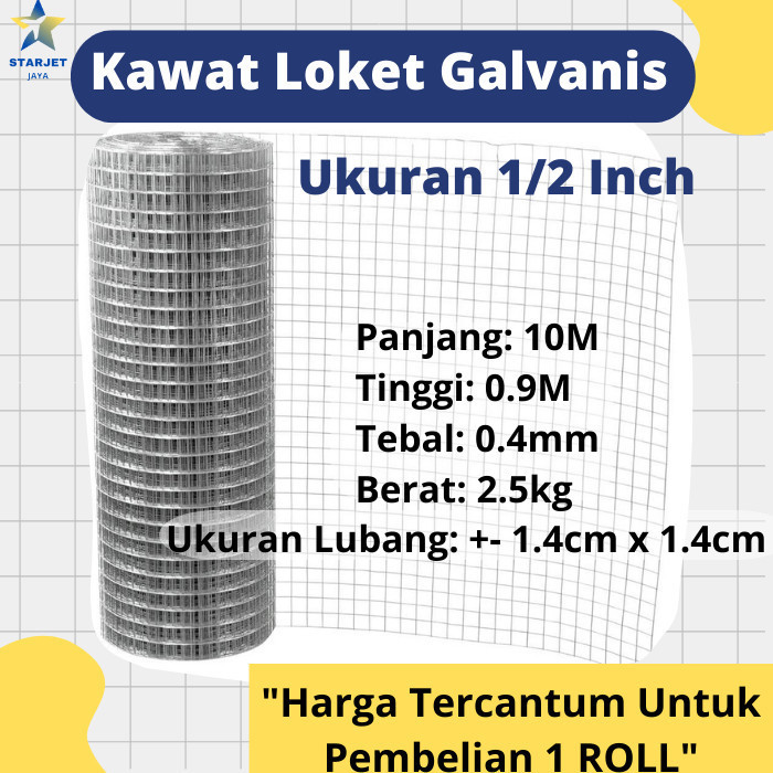 Jual Kawat Ram Loket Putih Galvanis Kandang Ayam Panjang 10 Meter Per ...
