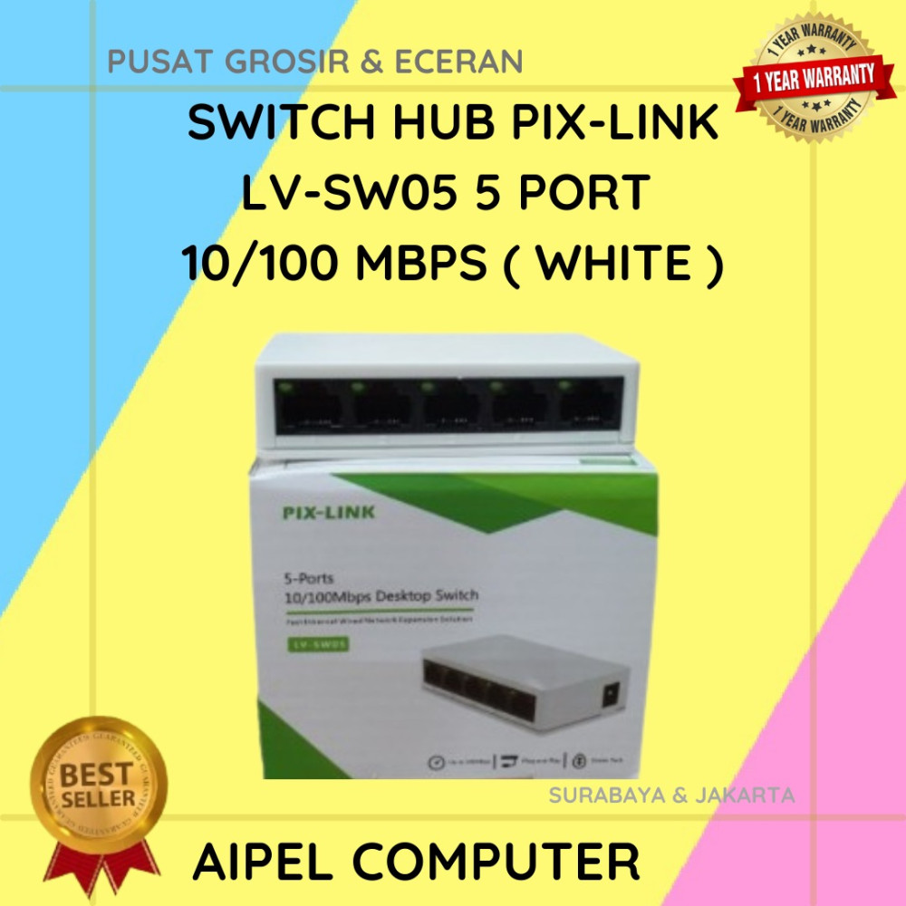 Jual PIXLINK5 | Switch Hub PIX-LINK LV-SW05 5 Port 10/100 MBPS ( White ...