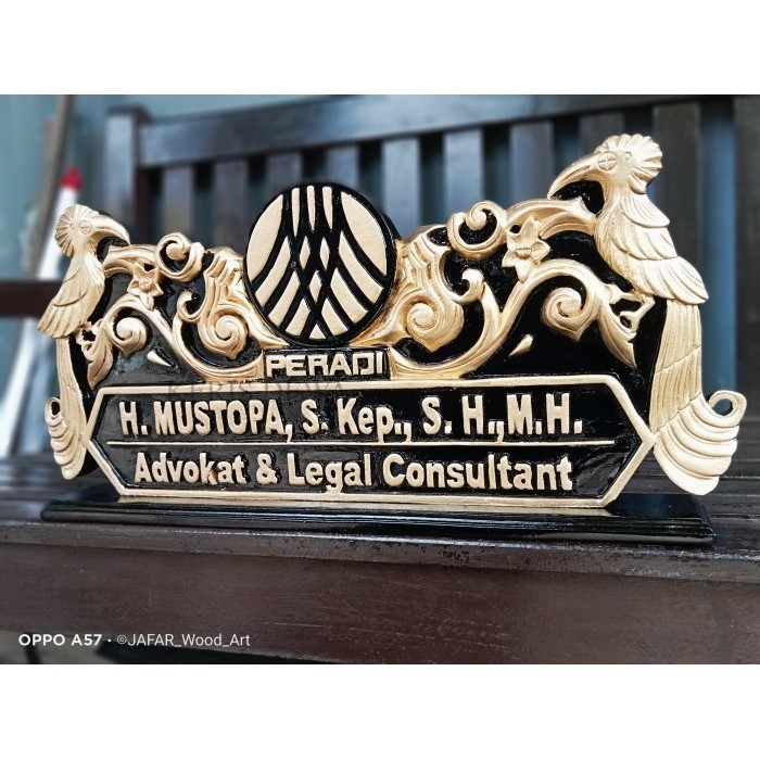 Jual papan nama meja ukir kayu jati-papan nama jabatan logo advokat ...