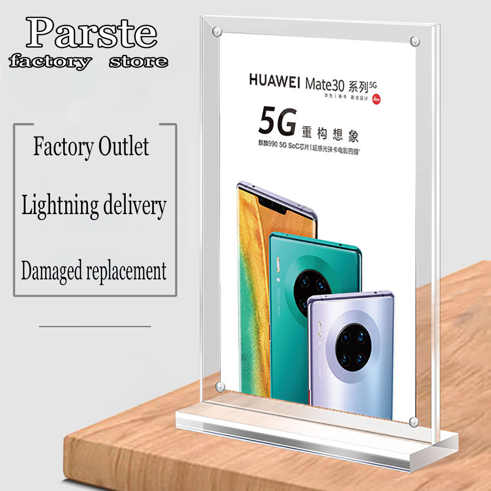 Jual Double Sided Clear Acrylic Menu Paper Holder Stand Plastic Table ...