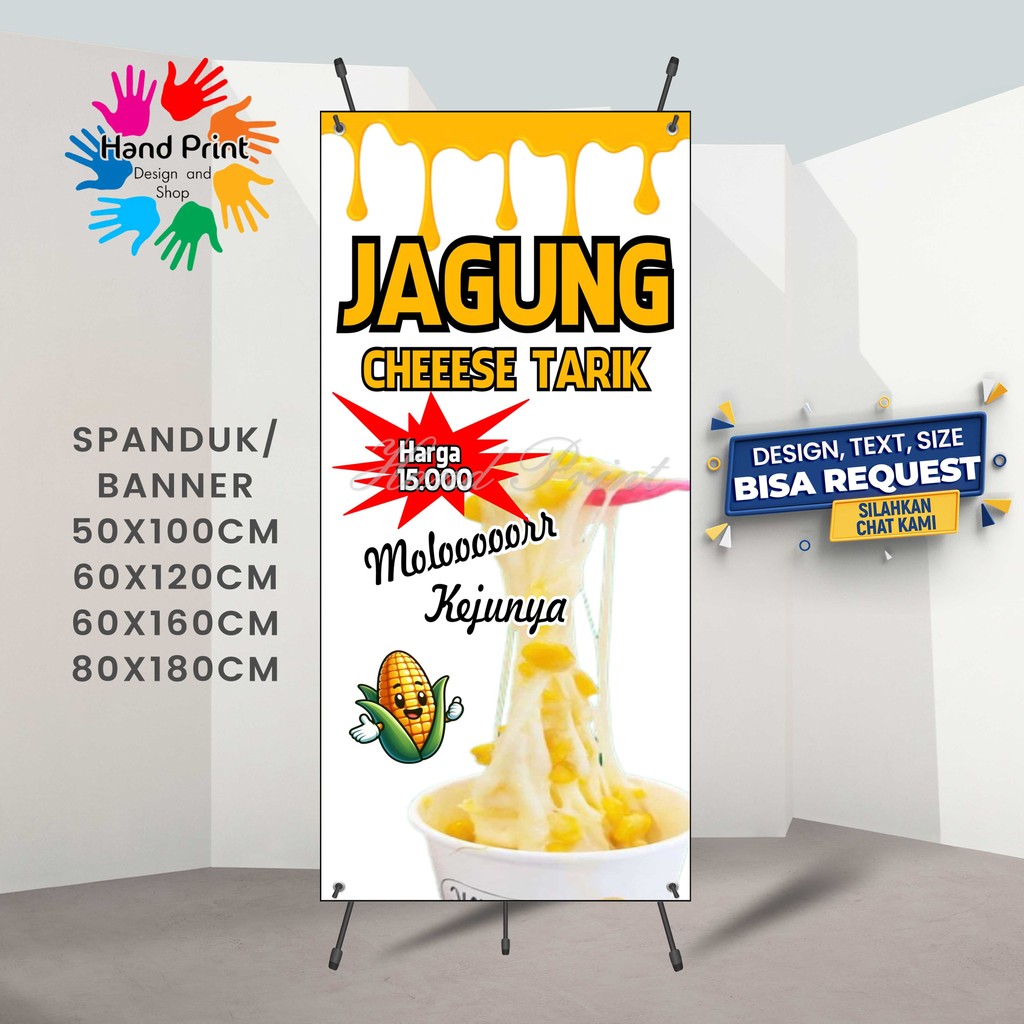 Jual Cetak Spanduk Banner Jagung Chese Tarik Putih MMT Spanduk Custom ...