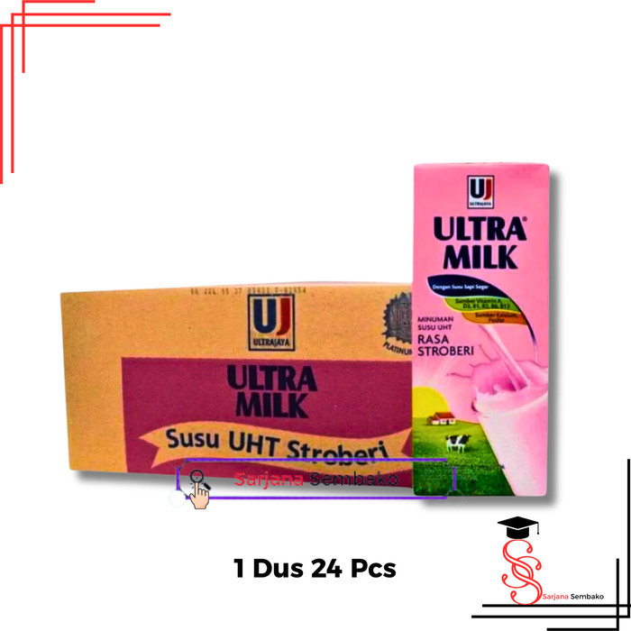 Jual Ultra Milk Strawberry Susu UHT 200 ML - 1 Dus 24 Pcs | Shopee ...