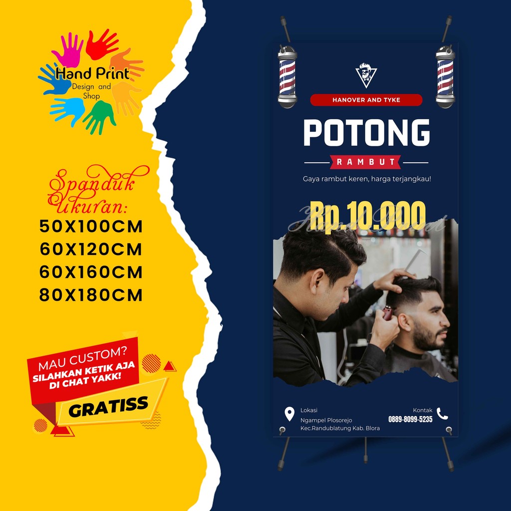 Jual Cetak Spanduk Banner Potong rambut, Barber MMT Spanduk Custom ...