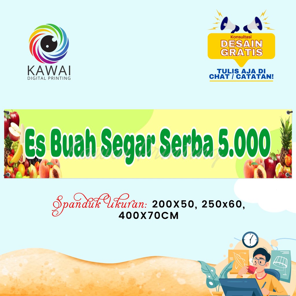 Jual SPANDUK BANNER Es Buah Segar Jus Buah MMT Spanduk Custom 400x70 ...
