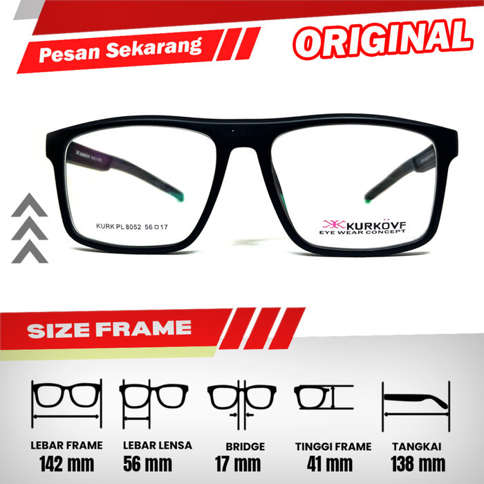 Jual FRAME KACAMATA ORIGINAL KURKOVF PL 8052 SIZE 56 LEBAR FRAME 142 ...