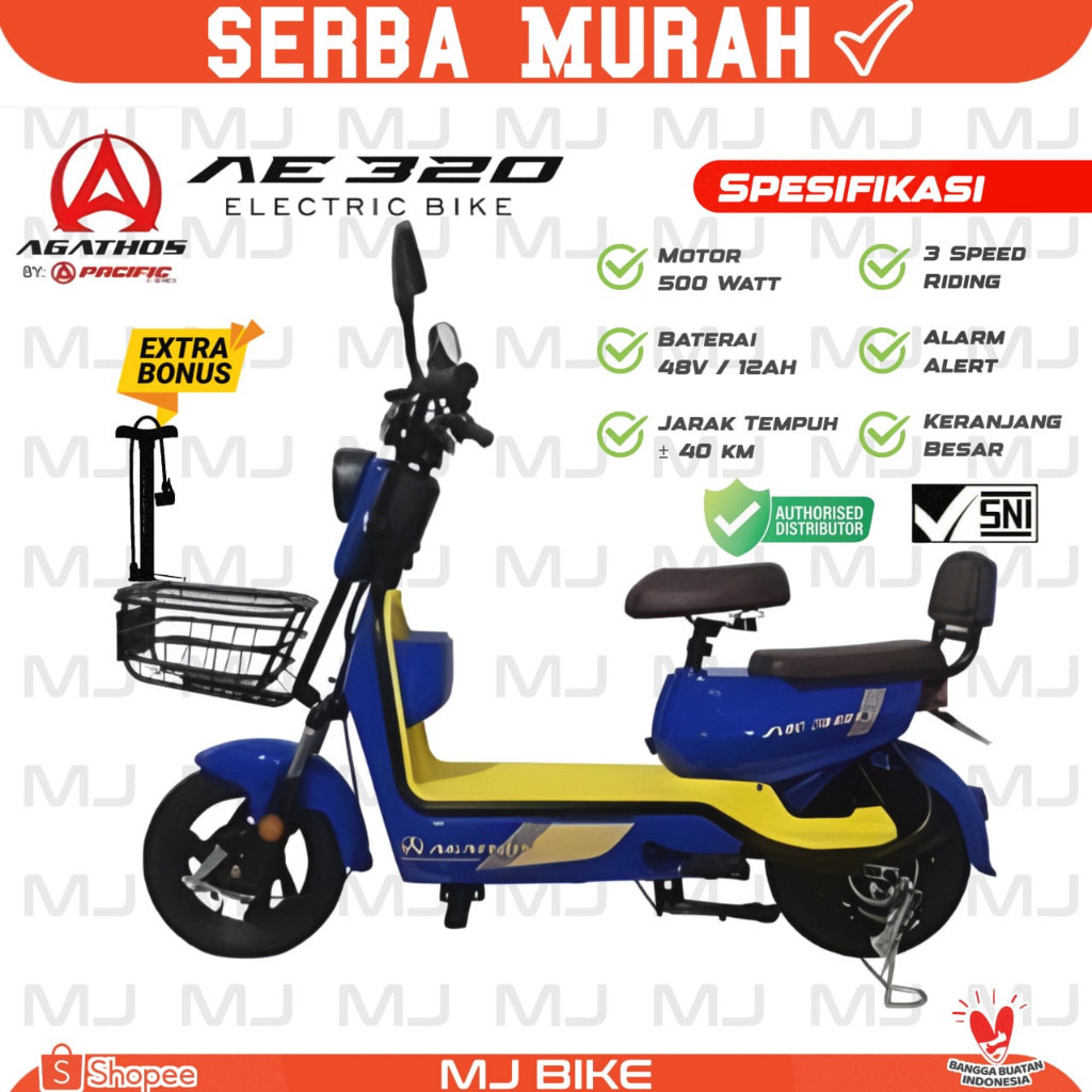 Jual Sepeda Listrik AGATHOS AE 320 Ebike 500 watt Original Garansi Resmi | Shopee Indonesia