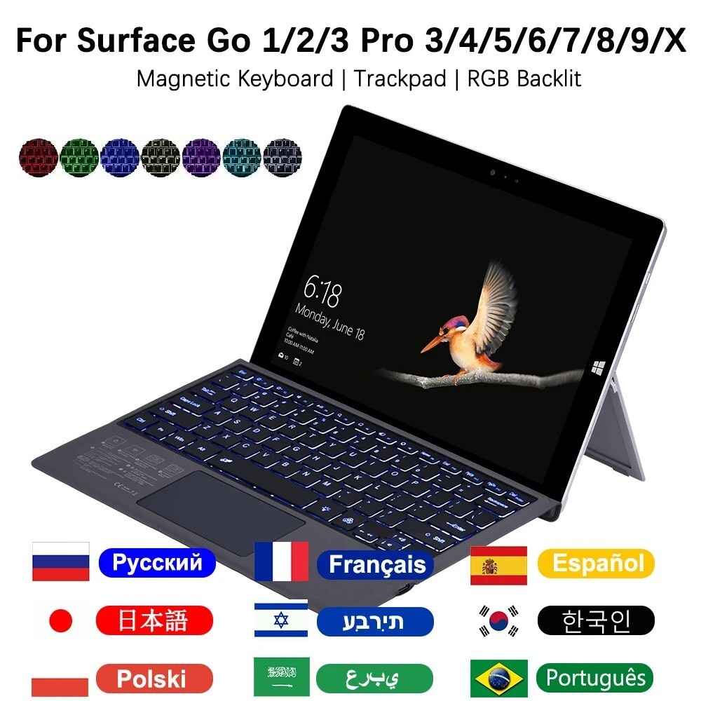 Jual Backlight Bluetooth Keyboard For Microsoft Surface Pro 3 4 5 6 7 8 ...