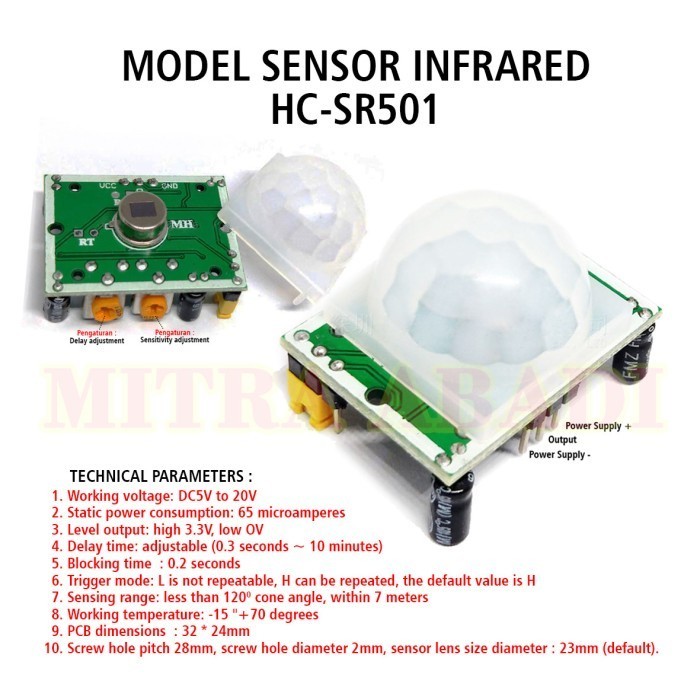 Jual Modul Sensor Gerak Infrared PIR HC-SR501 Arduino | Shopee Indonesia