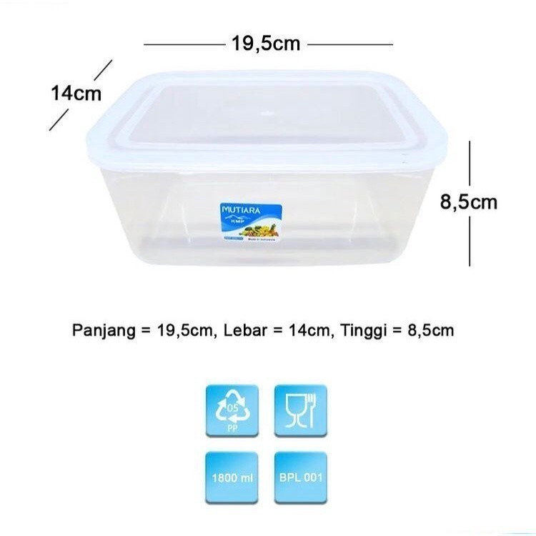 Jual kotak makan 1800 mil /Toples Bening sealware Kmp mutiara | Shopee Indonesia