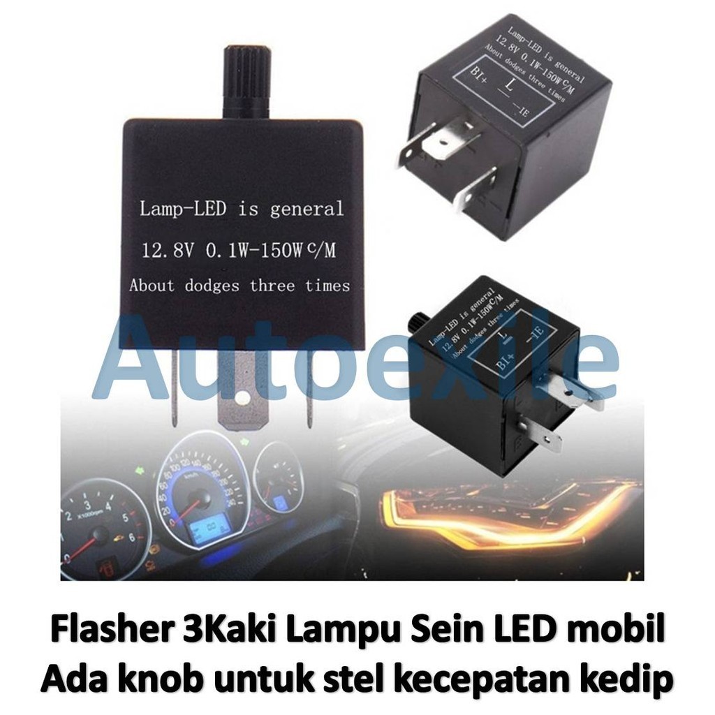 Jual Flasher Mobil LED 3Kaki CF13KT CF14KT Atur Kecepatan Kedip Lampu ...