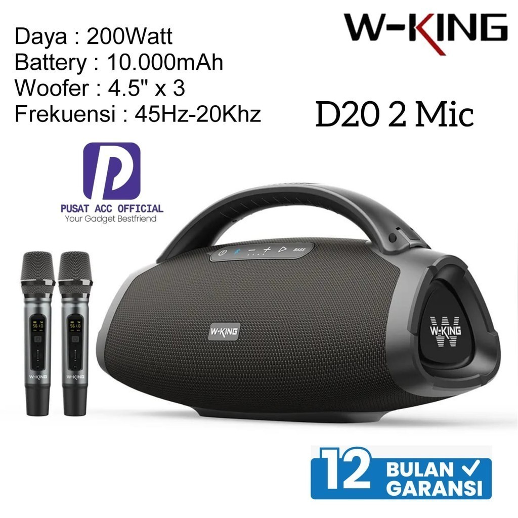 Jual Speaker Bluetooth Karaoke Wking D20 Microphone Portable 2 MIC ...