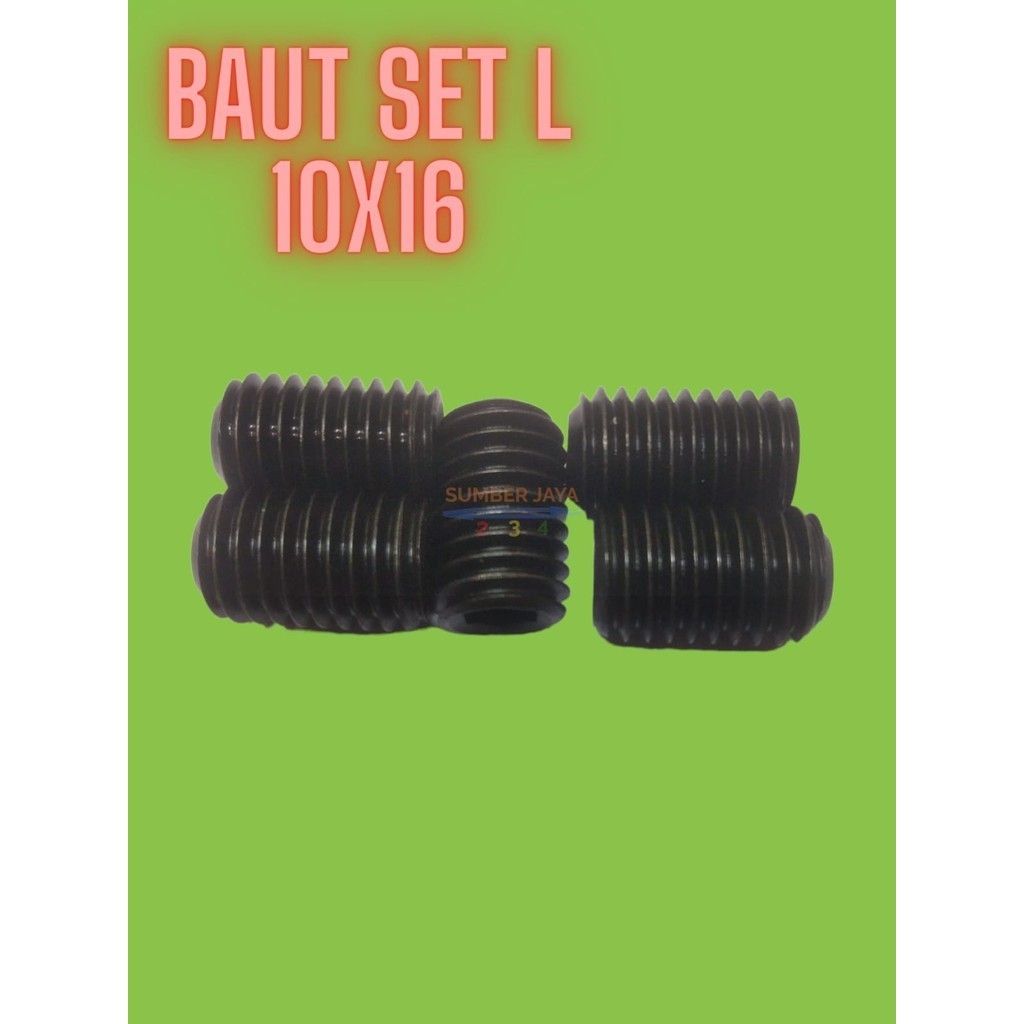 Jual Baut Tanam Set L M10 x 16 Baja Hitam / Baut Tanpa Kepala Socket ...