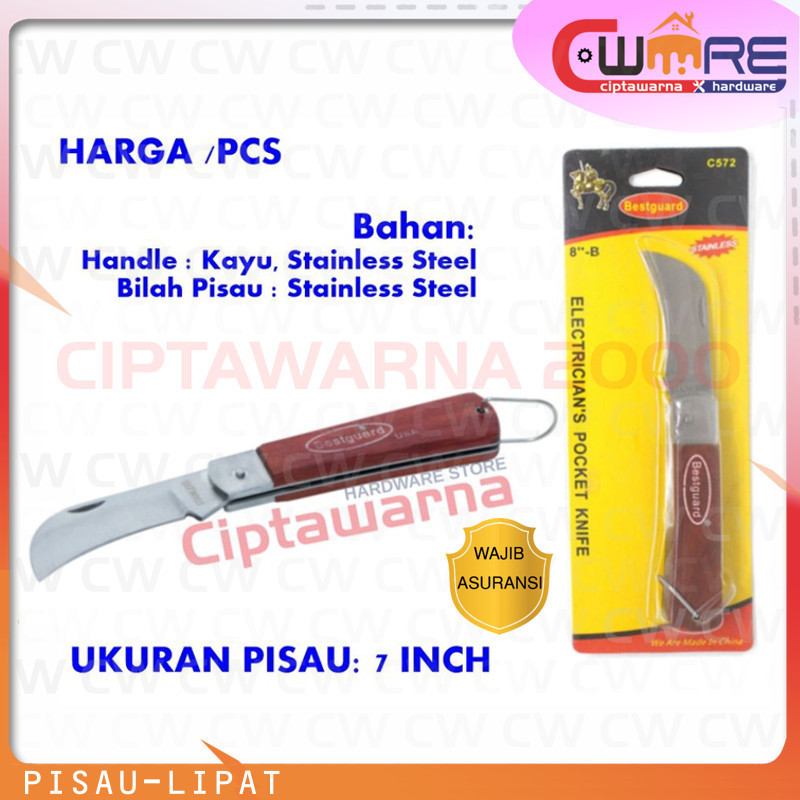 Jual Pisau Kabel Bengkok 8" Stainless Steel Bestguard - CW2 | Shopee ...