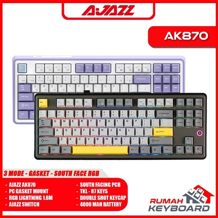 Jual AJAZZ - AK870 - TKL 87 Keys - 3 Mode - South Facing - Mechanical ...