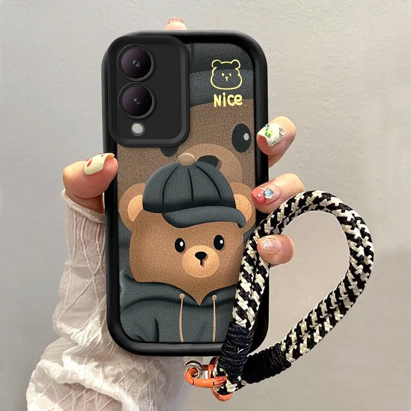 Jual Case Vivo Y36i Topi Brown Bear kartun yang lucu Anti -fall Model ...