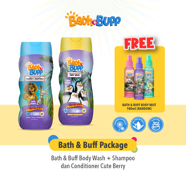 Jual 3in1 Cute Berry Package - Bath & Buff Body Wash 200ml + Bath ...