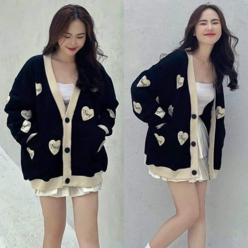 Jual SWE LOVE CARDI OVERSIZE WANITA OUTFIT SWEATER SWITER KEREN KOREAN ...